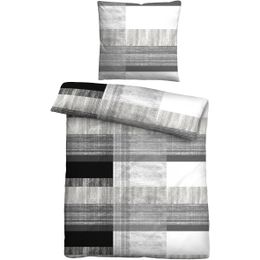 Bettw&auml;sche "0560967", silber, grau, B/L: 135cm x 200cm, 1 Stk., 1 Stk., Microfaser, B/L: 80cm x 80cm, 2 Stk., Microfaser, Obermaterial: 100% Polyester, CASTELL - MARKENBETTW&Auml;SCHE, Bettw&auml;sche, Bettw&auml;sche, feiner Glanz + weicher Griff, pflegeleicht, ganzj&auml;hrig einsetzbar, RV