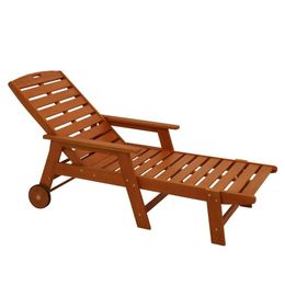 Pharao24.de Gartenliege Relax Gartenliege aus Massivholz mit Armlehnen