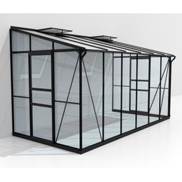 Vitavia Anlehngew&auml;chshaus - 386,5x201,5x221cm - schwarz - Aluminium / Glas / Polyvinylchlorid