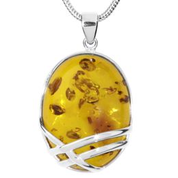 OSTSEE-SCHMUCK Damen Kette mit Anh&auml;nger "- Hedra - Silber 925/000 - Bernstein", 45, Silber 925 (Sterlingsilber), silber, Silber 925 (Sterlingsilber),