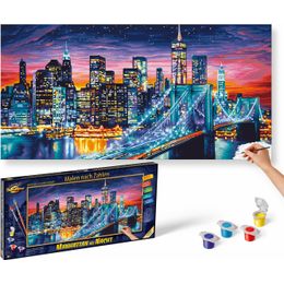 Malen nach Zahlen Schipper "Meisterklasse Breitformat - Manhattan bei Nacht", bunt, Malvorlagen, KinderB:80cm H:40cm, Made in Germany, B:80cm H:40cm