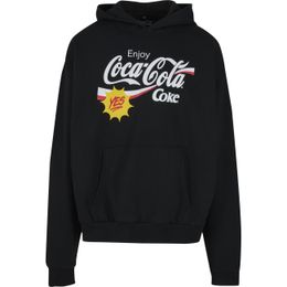 Kapuzenpullover Merchcode "Merchcode Coca Cola Refreshed Oversize Hoodie", Herren, Gr. S, schwarz, 100% Baumwolle, mehrfarbig, oversize, ohne Ausschnitt, Pullover Kapuzenpullover
