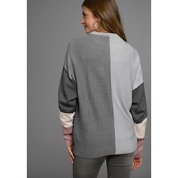 Boysen's BOYSEN'S Damen Rundhalspullover, grau, Gr. 40, Strick, Obermaterial: 50% Baumwolle, 50% Polyacryl, Pullover, mit modischem Pastel-Colorblocking
