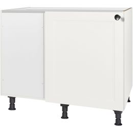 Eckunterschrank Nobilia "Cascada", vormontiert", front: lacklaminat wei&szlig;, korpus: wei&szlig;, B:100cm H:87cm T:58,3cm, Schr&auml;nke, Eckunterschrank, mit h&ouml;henverstellbaren Sockelf&uuml;&szlig;en, Breite 100 cm
