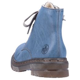 Rieker Damen Schn&uuml;rboots, Gr. 39, blau, Lederimitat, unifarben, Schuhe, Schn&uuml;rstiefelette, Blockabsatz, mit Logopr&auml;gung