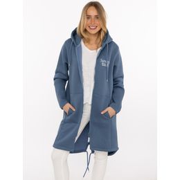 Zwillingsherz Damen Kurzmantel ""Sunday Club""jeans, Gr. XXL, Sweatware, Obermaterial: 50% Baumwolle, 50% Polyester, M&auml;ntel, mit Stickerei, Taschen