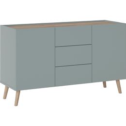 Sideboard Home Affaire "Scandi", platin grau, jackson hickory, B:119,8cm H:71,8cm T:41,8cm, Spanplatte, Sideboards, Sideboard, Breite 120 cm