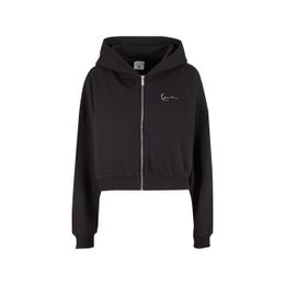 Sweatjacke Karl Kani "Karl Kani Karl Kani Woven Signature Zip Hoodie", Damen, Gr. L, schwarz, 65% Baumwolle, 35% Elasthan, Sweatjacken Sweatjacke