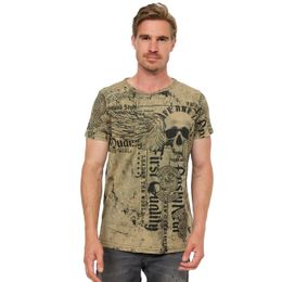 Rusty Neal Damen T-Shirt "Rusty Neal", gr&uuml;n, Gr. L, bedruckt, 100% Baumwolle, Shirts, mit Allover-Print