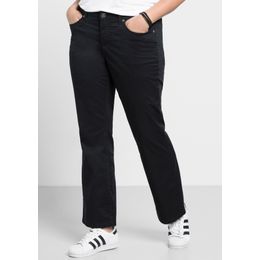 sheego Damen Bootcuthose, schwarz, Gr. 58, unifarben, 97% Baumwolle, 3% Elasthan, Hosen