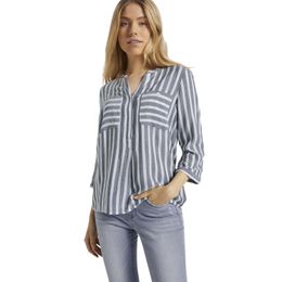 Tom Tailor Damen Schlupfbluse, blau, Gr. 36, Web, Obermaterial: 100% Viskose, Blusen, mit verdeckter Knopfleiste