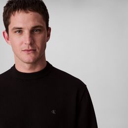 Herren Strickpullover "LS EZ COTTON CREWNK SWEATER 12GG", schwarz, Gr. M, Calvin Klein Jeans, unifarben, Strick, Obermaterial: 100% Baumwolle,