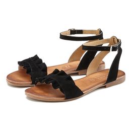 Lascana Damen Sandale "offener Schuh", Gr. 38, schwarz, Obermaterial: 100% Ziegenleder. Decksohle: 100% Rindsleder. Futter: 100% Schweinsleder.