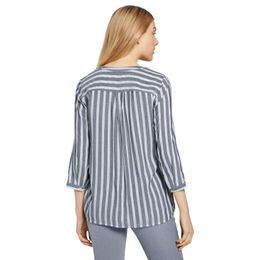 Tom Tailor Damen Schlupfbluse, blau, Gr. 40, Web, Obermaterial: 100% Viskose, Blusen, mit verdeckter Knopfleiste