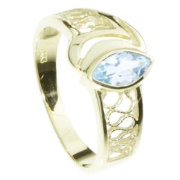 OSTSEE-SCHMUCK Damen Fingerring "- Anisia - Gold 333/000 - Blautopas", 62, gold, Fingerringe