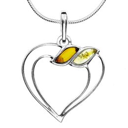 OSTSEE-SCHMUCK Damen Kette mit Anh&auml;nger "- Herz - Silber 925/000 - Bernstein", 60, Silber 925 (Sterlingsilber), silber, Silber 925 (Sterlingsilber),