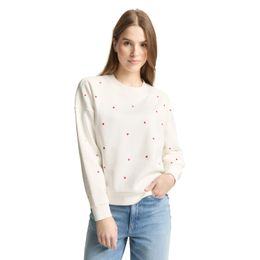 Damen Sweatshirt, wei&szlig;, Gr. XS, Tom Tailor Denim, bedruckt, Sweatware, Obermaterial: 100% Baumwolle, Sweatshirts, mit All-Over Print