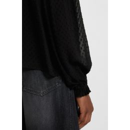 BOSS Orange Damen Langarmbluse "Benvylla Premium Damenmode", schwarz, Gr. 44, unifarben, Web, Obermaterial: 100% Viskose, Blusen, mit R&uuml;schenbesatz,
