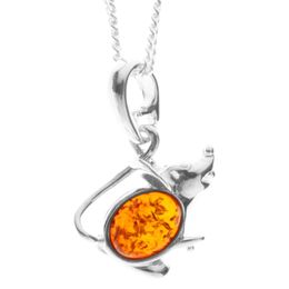 OSTSEE-SCHMUCK Damen Kette mit Anh&auml;nger "- M&auml;uschen - Silber 925/000 - Bernstein", 42, Silber 925 (Sterlingsilber), silber, Silber 925