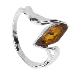 OSTSEE-SCHMUCK Damen Fingerring "- Annelie - Silber 925/000 - Bernstein", 58, silber, Fingerringe