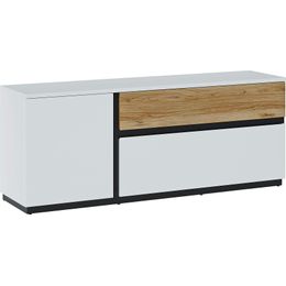 Lowboard Home Affaire "Novena", alpinwei&szlig;, catania eiche, schwarz, B:160,2cm H:63,4cm T:40cm, Spanplatte, Sideboards, Lowboard, Breite 160 cm