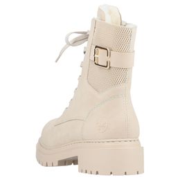 Rieker Damen Winterstiefelette, Gr. 43, beige, Lederimitat, Textil, Schuhe, Schn&uuml;rstiefelette, Schn&uuml;rboots, Profilsohle mit Stretch am Schaft