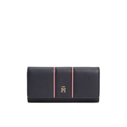Geldb&ouml;rse Tommy Hilfiger "TH ICON LRG FLAP WALLET CORP", Damen, dunkelblau, Lederimitat, unifarben, Basic, Kleinlederwaren, Unisex Geldbeutel, Portemonnaie mit TH-Schmucklogo
