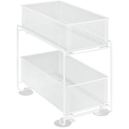 Auszug Wenko "Modell Gioma", wei&szlig;, B:18,5cm H:34cm T:35cm, Metall, Schubladen, Auszug, Schubladenregal, Organizer mit 2 Etagen, f&uuml;r Unterschr&auml;nke & Regale