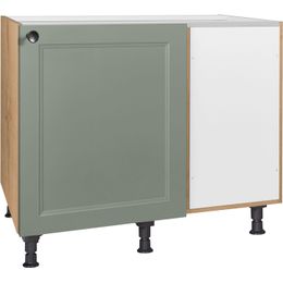 Eckunterschrank Nobilia "Cascada", vormontiert", front: lacklaminat schilf, korpus: eiche sierra nachbildung, B:100cm H:87cm T:58,3cm, Schr&auml;nke, Eckunterschrank, mit h&ouml;henverstellbaren Sockelf&uuml;&szlig;en, Breite 100 cm