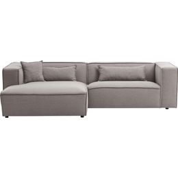 Ecksofa "PIARA mit Kedernaht, Cord, Leinenoptik o. Strukturstoff, Couch, L-Form", grau (silbergrau), B:267cm H:66cm T:167cm, 100% Polyester, LeGer Home by Lena Gercke, Sofas, Ecksofa, wahlweise Ottomane rechts/links, schwarze F&uuml;&szlig;e, bequemer Sitzkomfort