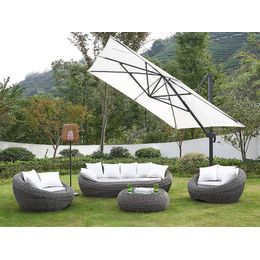 Vente-unique Garten-Sitzgruppe Polyrattan: Sofa, 2 Sessel + Tisch - Grau - WHITEHEAVEN von MYLIA 776753