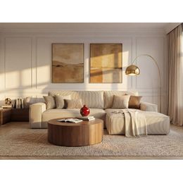 Vente-unique Ecksofa mit Schlaffunktion - Ecke Rechts - Cord - Beige - AMELIA 792097