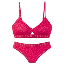 ELBSAND Damen Bustier-Bikini, rot, Gr. 34, Recycling-Polyamid, Bikini-Sets, mit Markenschriftzug
