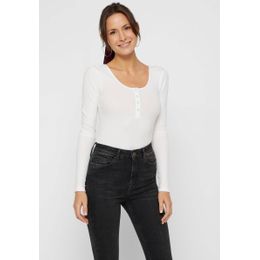 Pieces Damen Langarmshirt "PCKITTE LS TOP NOOS BC", wei&szlig;, Gr. XS, unifarben, Single Jersey, Obermaterial: 95% Baumwolle, 5% Elasthan, Shirts,