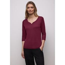 Street One Damen 3/4-Arm-Shirttruffle rot, Gr. 42, unifarben, Web, Obermaterial: 50% Baumwolle, 50% Modal; Futter: 100% Baumwolle, Shirts, mit 3/4
