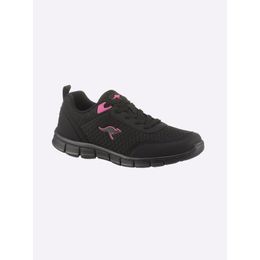 Damen Sneaker, Gr. 37, schwarz, Lederimitat, Mesh, Schuhe