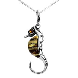 OSTSEE-SCHMUCK Damen Kette mit Anh&auml;nger "- Seepferdchen - Silber 925/000 - Bernstein", 50, Silber 925 (Sterlingsilber), silber, Silber 925