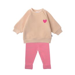 Liliput M&auml;dchen Sweatanzug "Herz", beige, Gr. 62, bedruckt, 95% Baumwolle, 5% Polyester, Sportanz&uuml;ge, mit elastischen B&uuml;ndchen