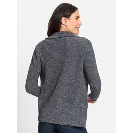 Inspirationen Damen Strickjacke, blau, Gr. 36, unifarben, 50% Baumwolle, 50% Polyacryl, Strickjacken