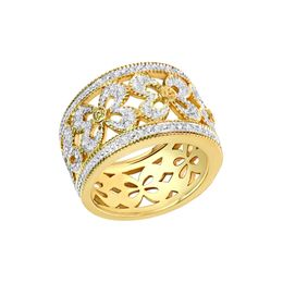 Diamonds by Ellen K. Damen Fingerring "Silber 925 mit 40 Diamanten zus. 0,20ct.", 018 (57,0), 0,2 P3 = leicht erkennbare Einschl&uuml;sse, Silber 925 (Sterlingsilber), gelb,