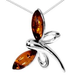 OSTSEE-SCHMUCK Damen Kette mit Anh&auml;nger "- Gleiter-Schmetterling - Silber 925/000 - Bernstein", 50, Silber 925 (Sterlingsilber), silber, Silber 925