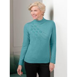 CLASSIC Damen Stehkragenpullover "Stehkragen-Pullover", blau, Gr. 48, unifarben, 100% Polyacryl, Pullover