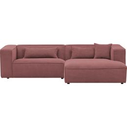 Ecksofa "PIARA mit Kedernaht, Cord, Leinenoptik o. Strukturstoff, Couch, L-Form", beige (puder), B:267cm H:66cm T:167cm, 100% Polyester, LeGer Home by Lena Gercke, Sofas, Ecksofa, wahlweise Ottomane rechts/links, schwarze F&uuml;&szlig;e, bequemer Sitzkomfort