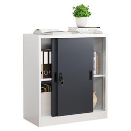 Aktenschrank Vcm "B&uuml;roschrank Stahlschrank abschlie&szlig;bar Malivo 2fach", schwarz (wei&szlig;, anthrazit), B:80cm T:40cm, Obermaterial: 100% Metall MT., Schr&auml;nke