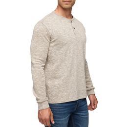 INDICODE Herren Langarmshirt "INVitus", beige, Gr. XXL, meliert, Single Jersey, Obermaterial: 75% Baumwolle, 25% Polyester, Shirts