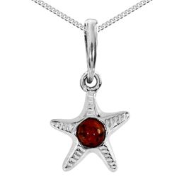 OSTSEE-SCHMUCK Damen Kette mit Anh&auml;nger "- Seestern - Silber 925/000 - Bernstein", 40, Silber 925 (Sterlingsilber), silber, Silber 925