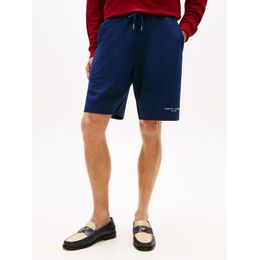 Tommy Hilfiger Herren Sweatshorts "TOMMY LOGO", blau, Gr. XL, unifarben, Web, Obermaterial: 100% Baumwolle, Hosen, Regular fit mit elastischem Bund