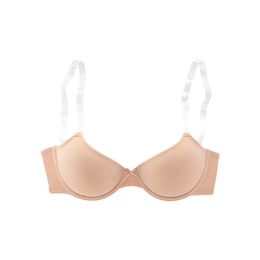 Lascana Damen Schalen-BH "Ela", Gr. 80, braun, Microtouch, Obermaterial: 82% Polyamid (TACTEL), 18% Elasthan (LYCRA), Basic, BHs, mit transparenten
