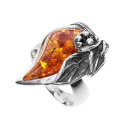 OSTSEE-SCHMUCK Damen Fingerring "- Jana - Silber 925/000 - Bernstein", 54, silber, Fingerringe