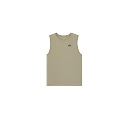 Herren Muskelshirt "Back Print Tank"olive, schwarz, Gr. L, Alpha Industries, bedruckt, Single Jersey, Obermaterial: 100% Baumwolle, Shirts